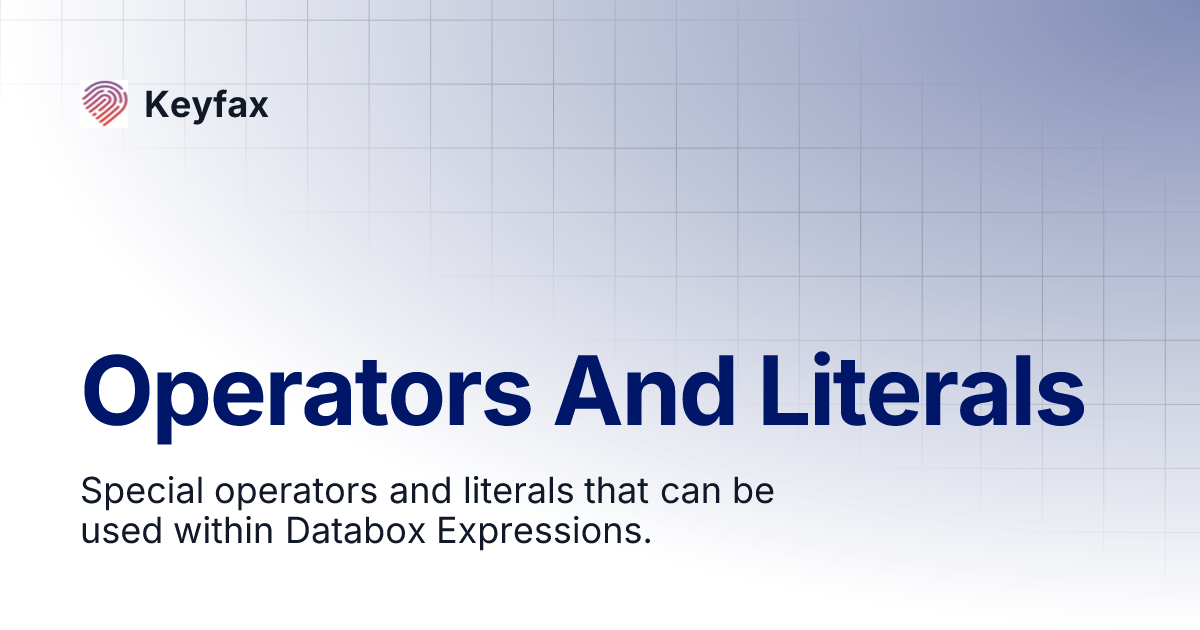 Operators And Literals | Keyfax