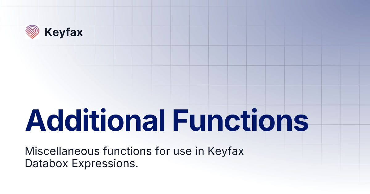 Additional Functions | Keyfax
