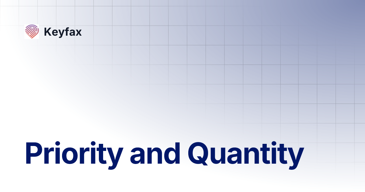Priority and Quantity | Keyfax